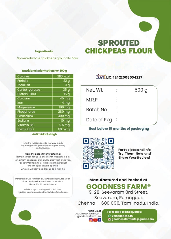 Sprouted Chickpeas Flour (500 G) – Goodness Farm