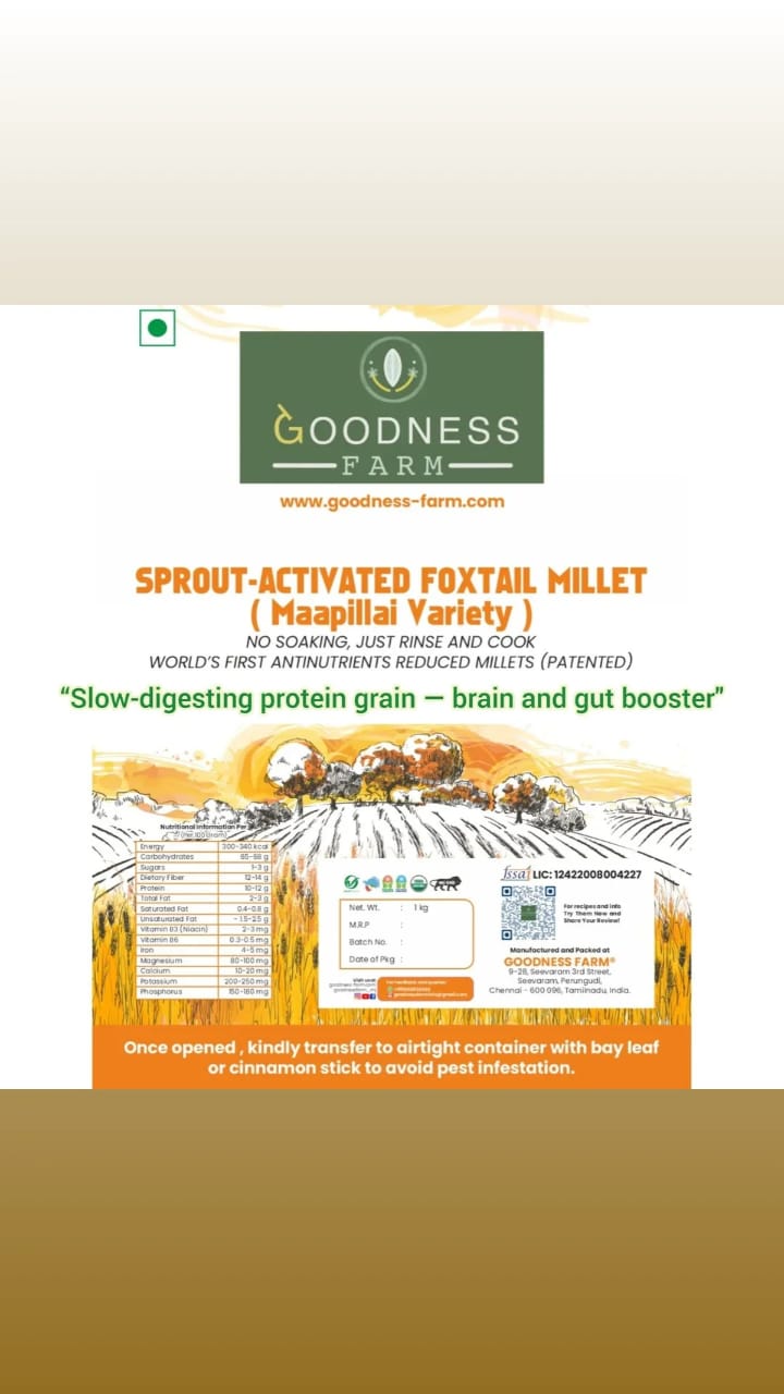Foxtail Millet Maapillai Sprout Activated (500 G) – Goodness Farm